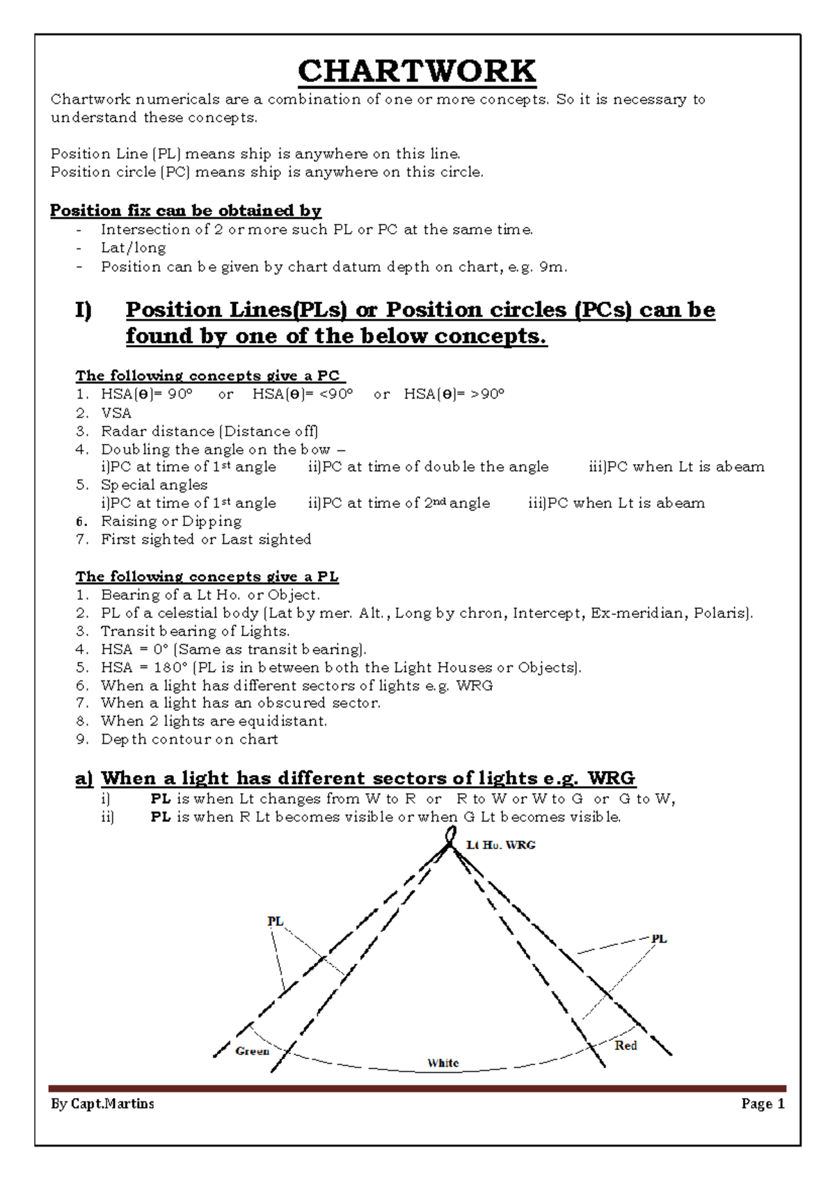 Chartwork Guide for Position Lines and Circles - Capt. Martis - Studocu