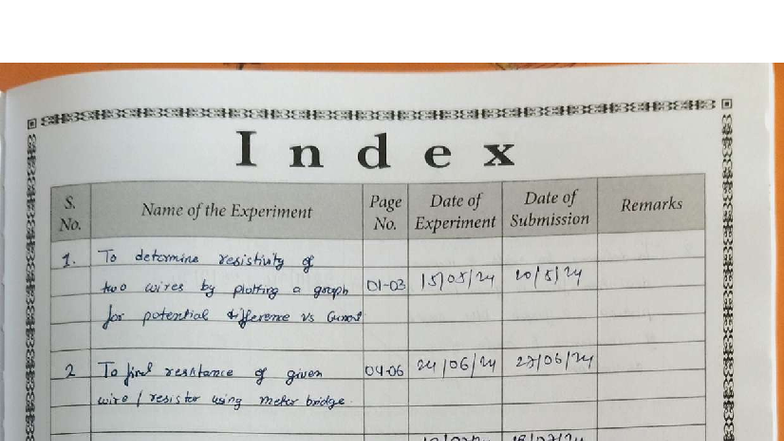 1000222759 - This is just a demo - Index S. Name of the Experiment Page ...