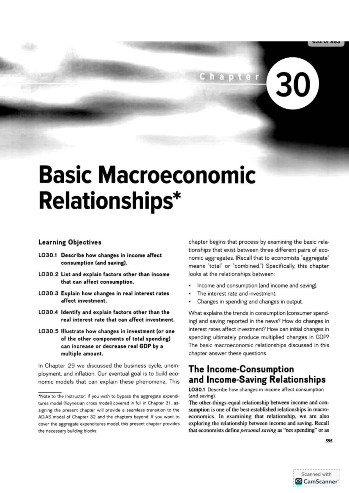 Chapter 30 Macroeconomics: Key Relationships in Income, Consumption ...