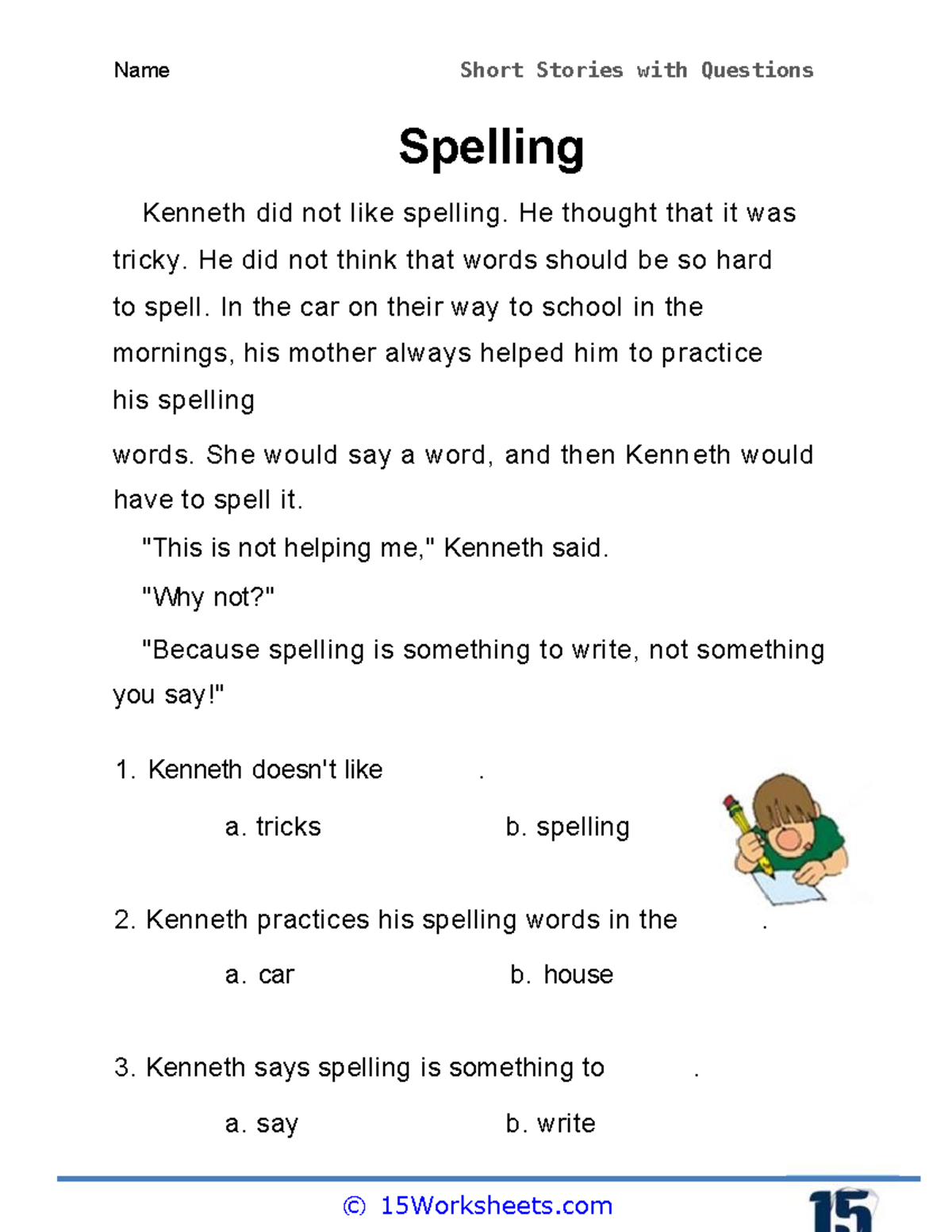 11-47 - Short Stories with Questions on Spelling - Studocu