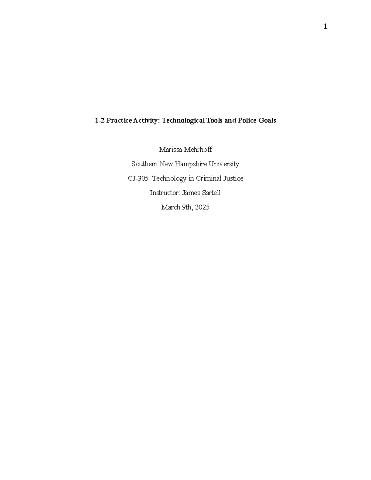 CJ-305 Module 1 Practice Activity - 1-2 Practice Activity ...