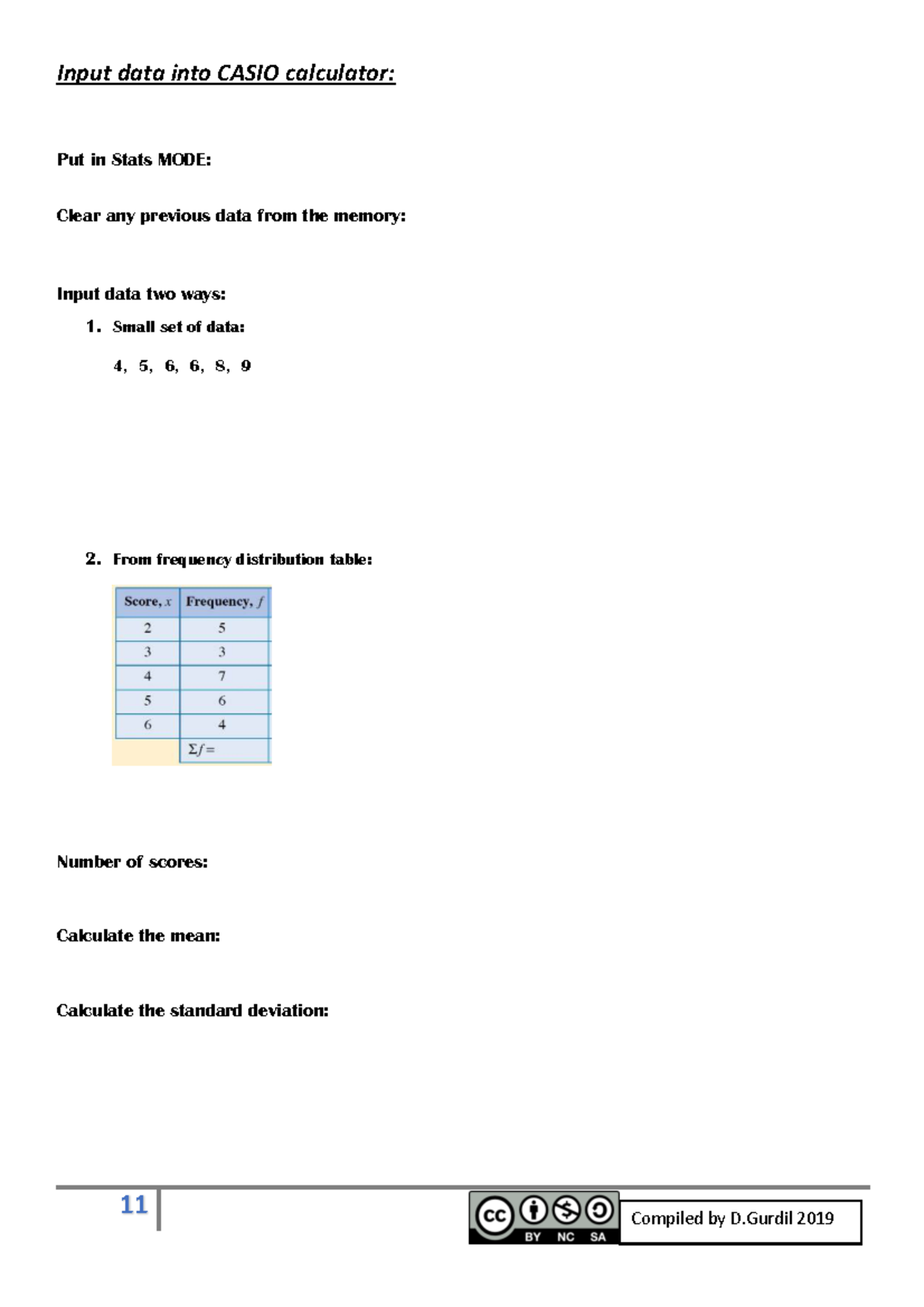 02 Single Variable Data 2021 calculator input Casio - PHAR2812 - 11 ...