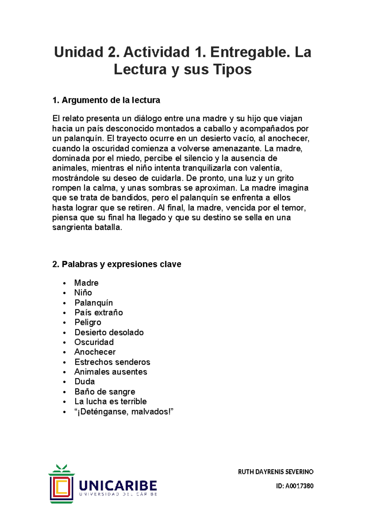 Unidad 2: Actividad 1 - Análisis de "La Lectura y sus Tipos" - Studocu