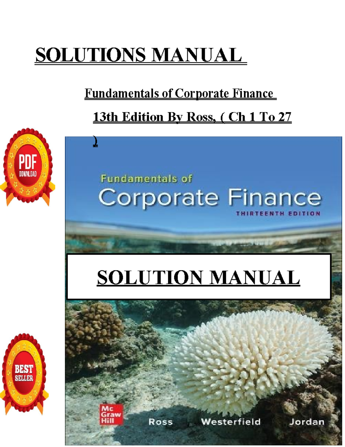 Solutions Manual for Corporate Finance (FIN 101) - Chapters 1 to 27 ...