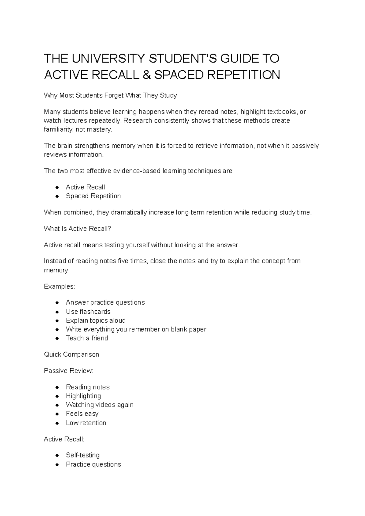 The University Guide to Active Recall & Spaced Repetition Techniques ...