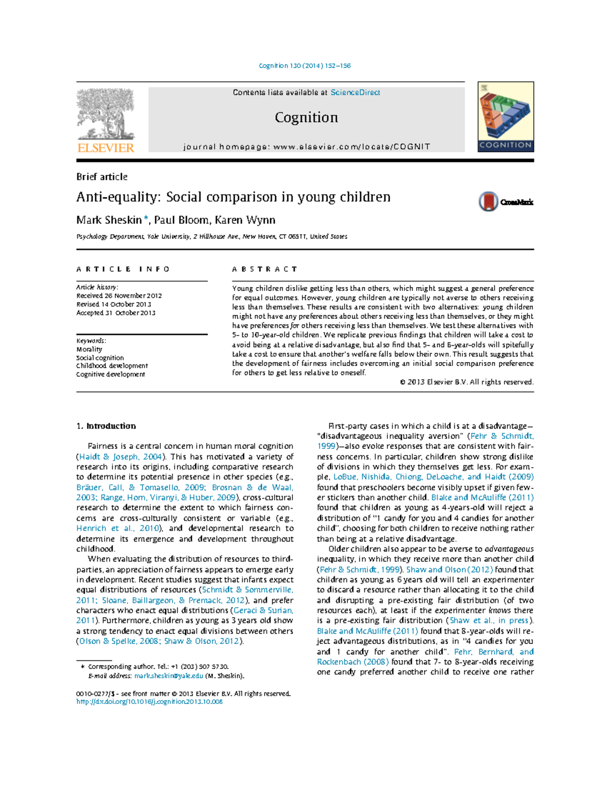Social Comparison Preferences in Young Children - PSY 222 Module 6 ...