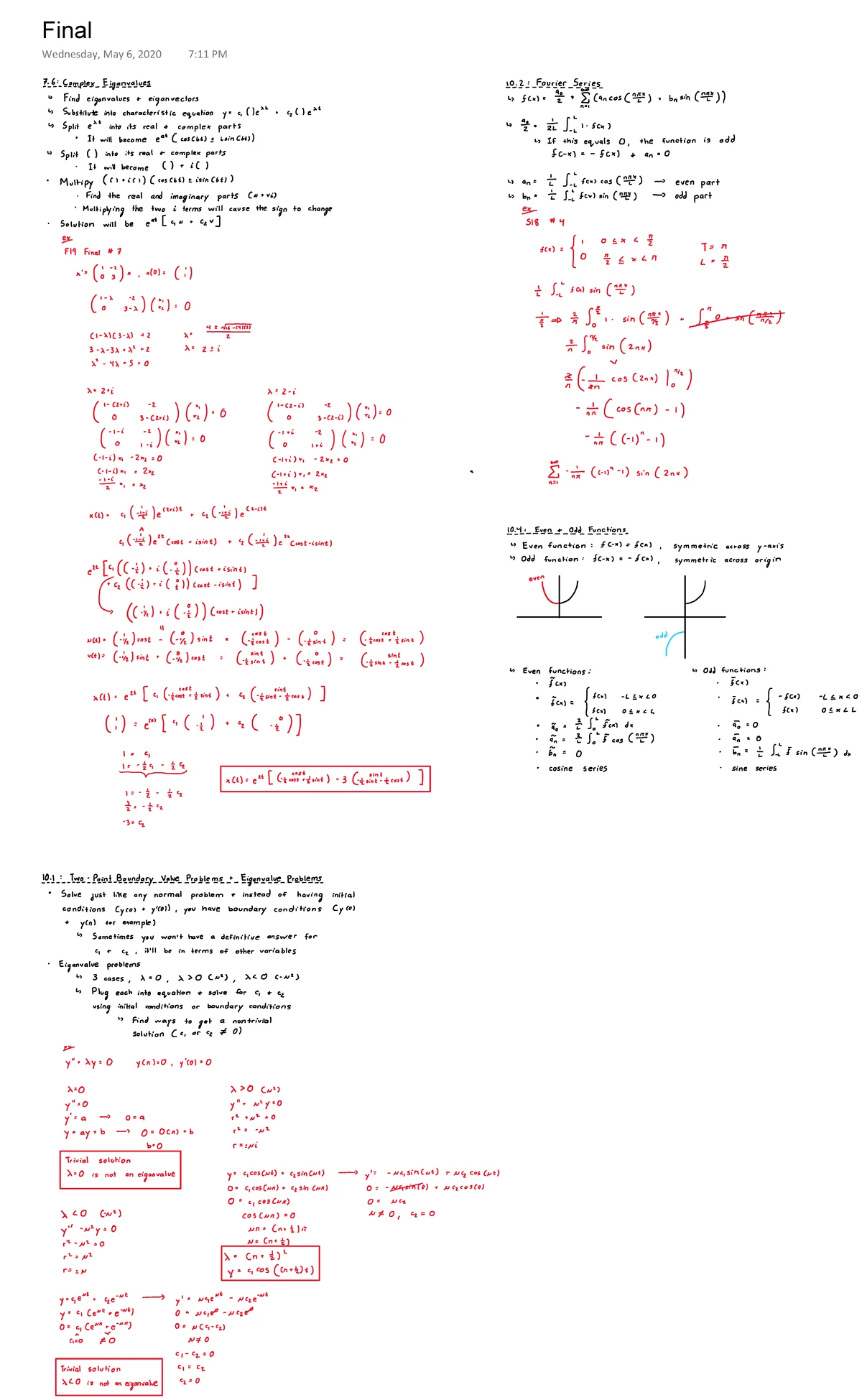 MATH 222H Final Exam Review: Differential Equations & Series Solutions ...
