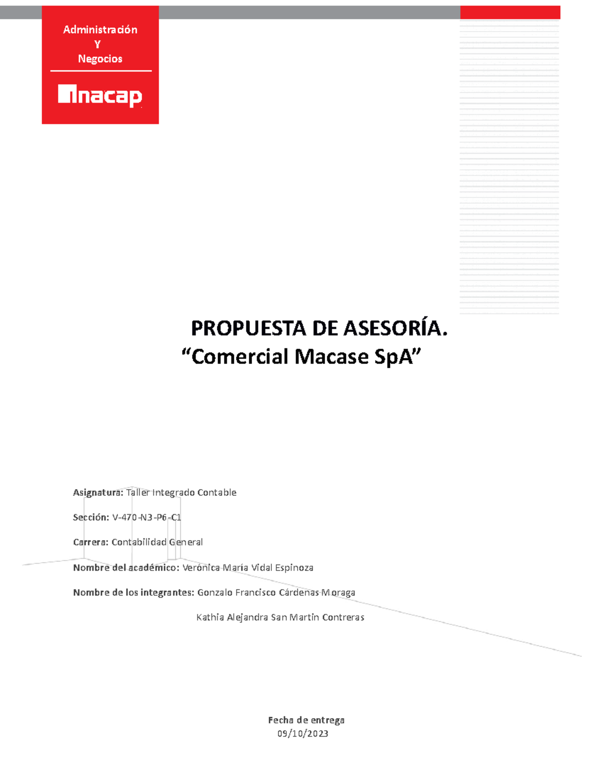 Propuesta de Asesoría Contable para Comercial Macase SpA - Taller ...