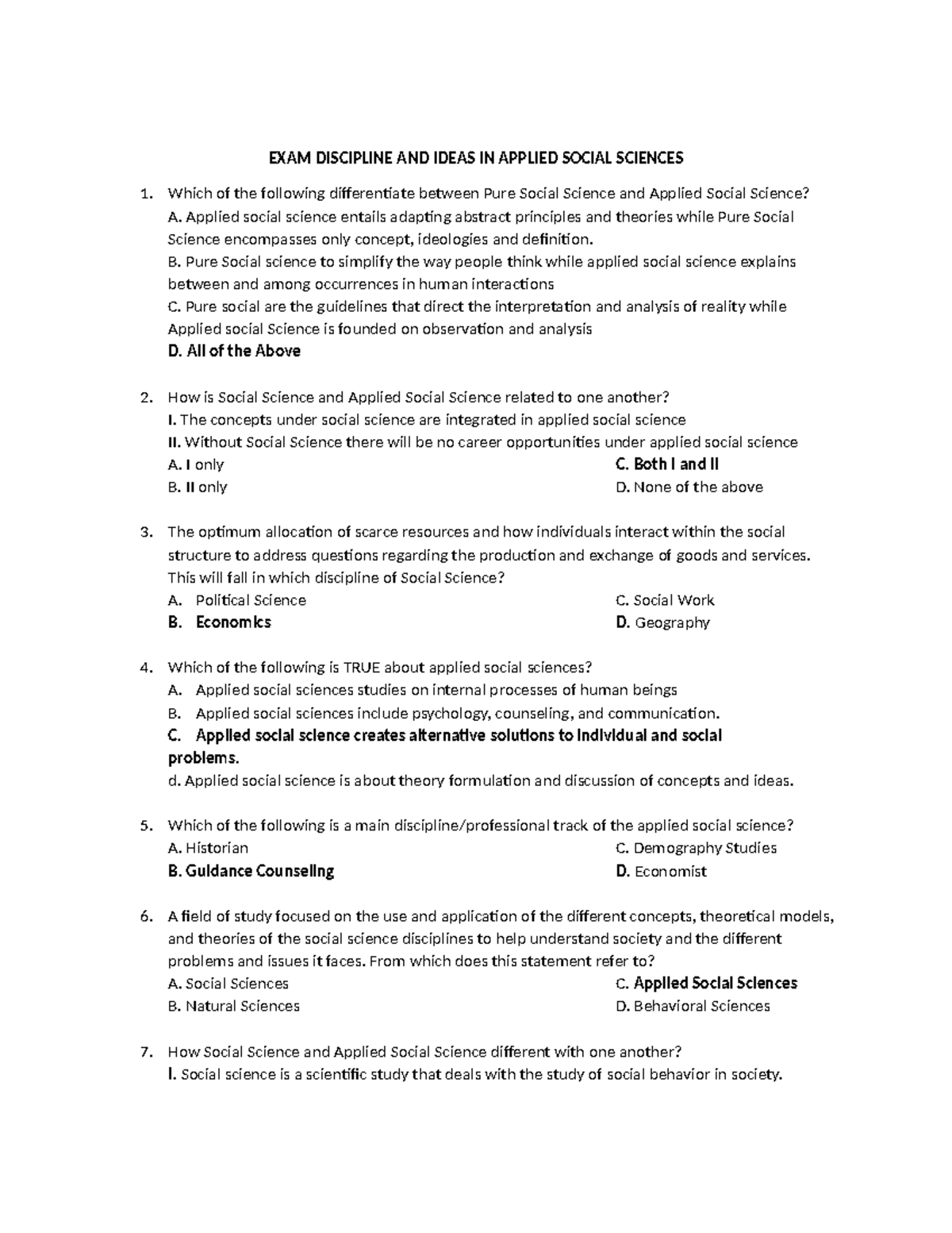 EXAM Intro TO Discipline AND Ideas IN Applied Social Sciences - EXAM ...