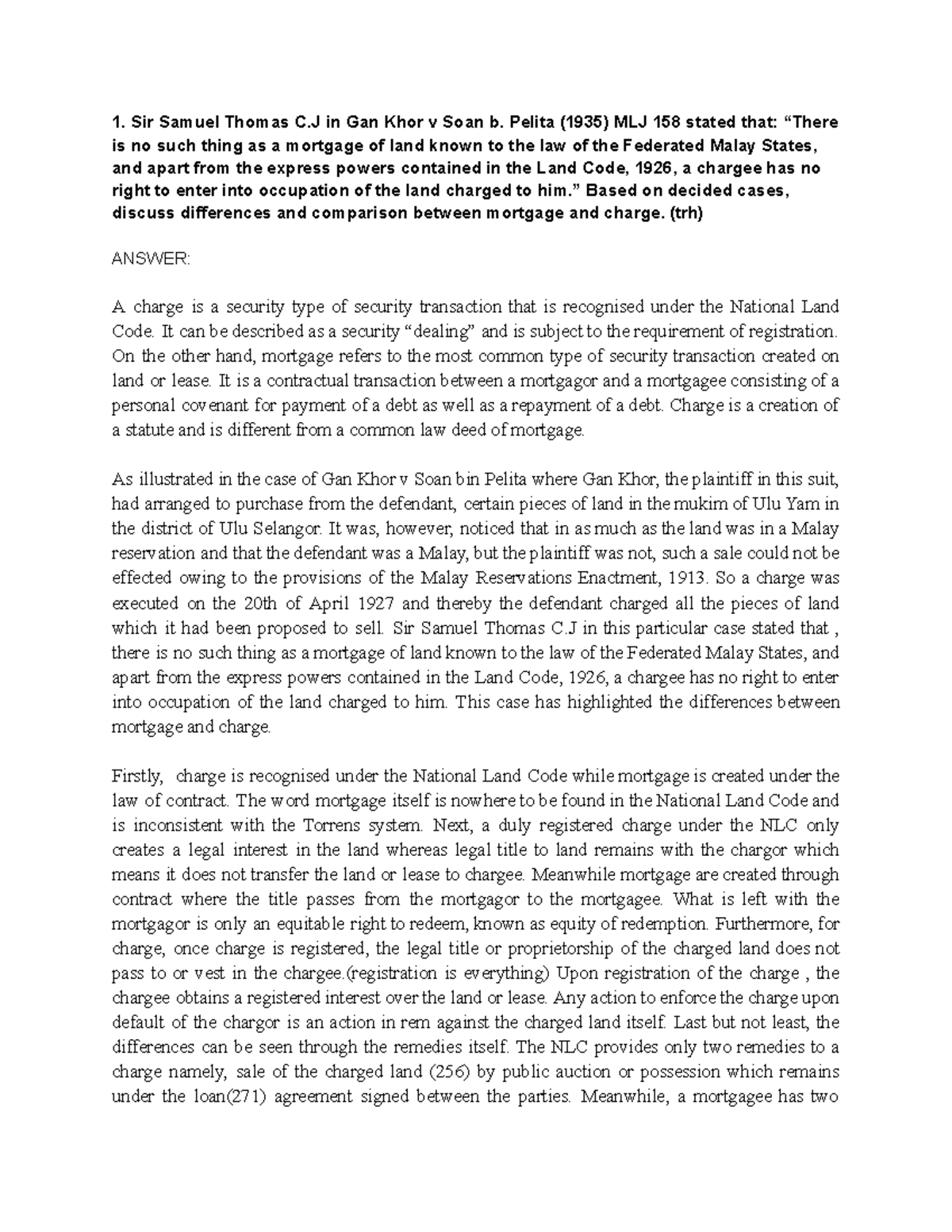 Differences Between Mortgage and Charge: A Study of Legal Framework ...