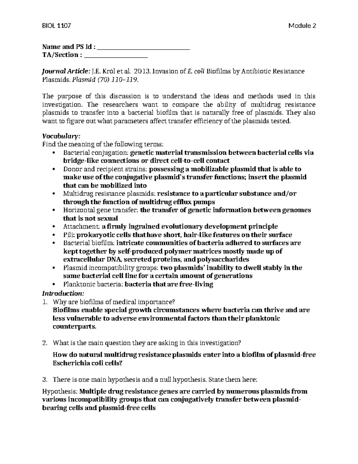 Mod2 Article Reflection Questions - Name and PS Id : TA/Section ...