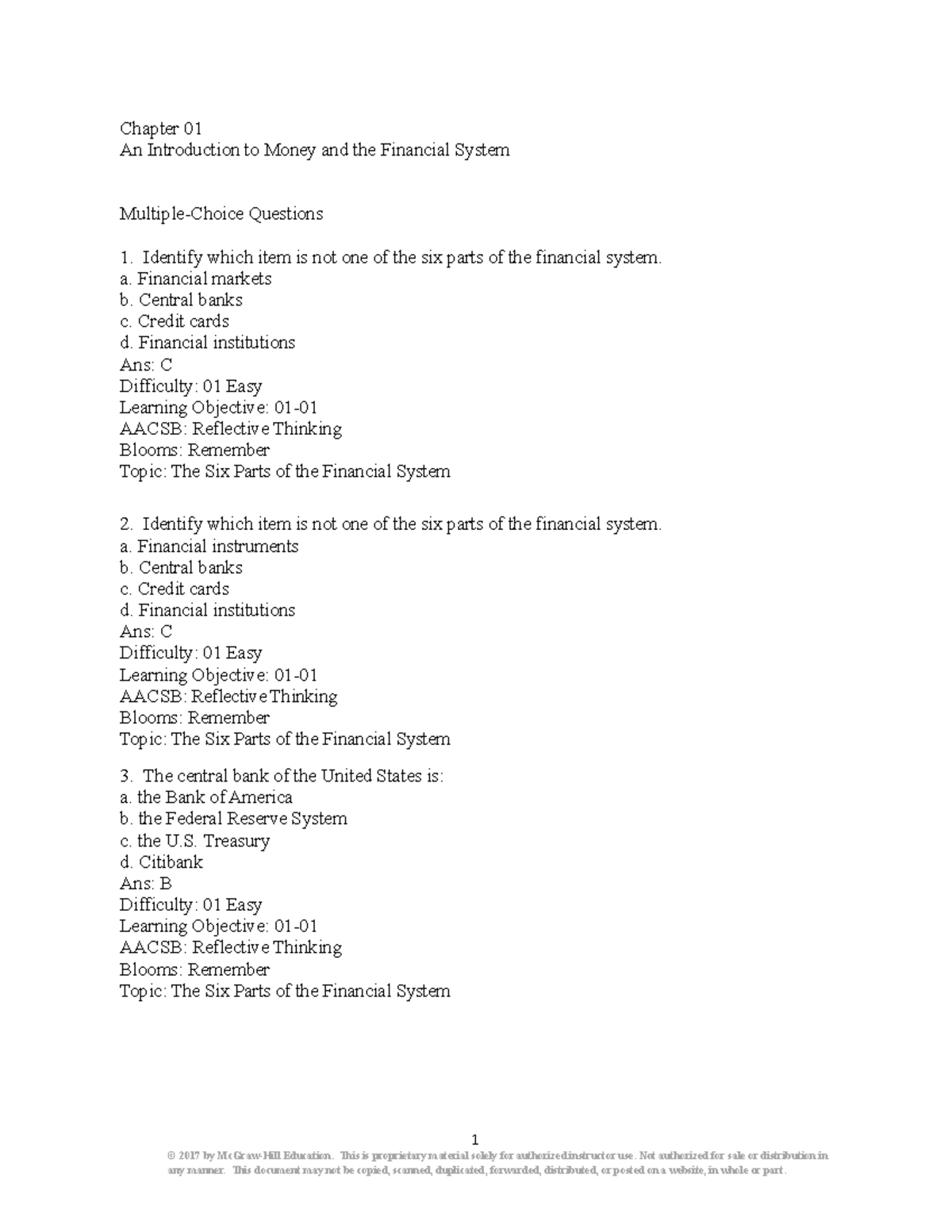 Cecchetti 5e Chapter 01 Test Bank: Money and Financial System Concepts ...