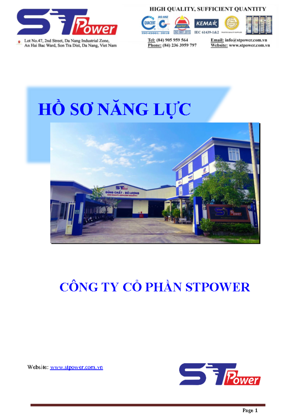 Profile Stpower 16.4.2024 VN - CÔNG TY CỔ PHẦN STPOWER Website: stpower ...