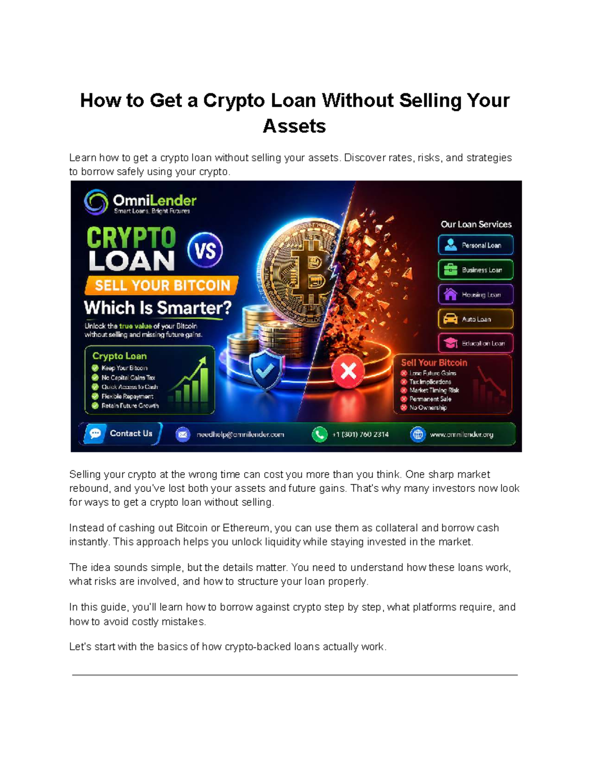 Crypto Loan Strategies: Borrowing Without Selling Assets - Studocu
