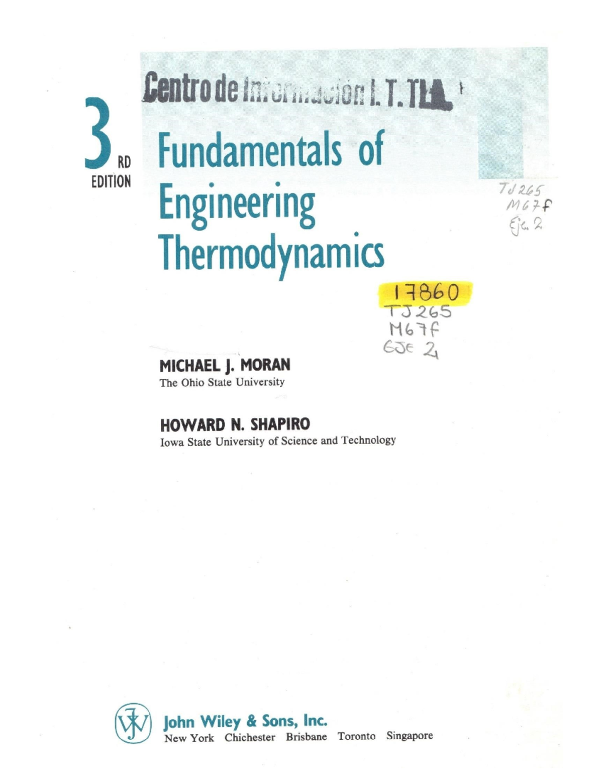 Fundamentals of Engineering Thermodynamics (TJ265) - 3rd Edition - Studocu
