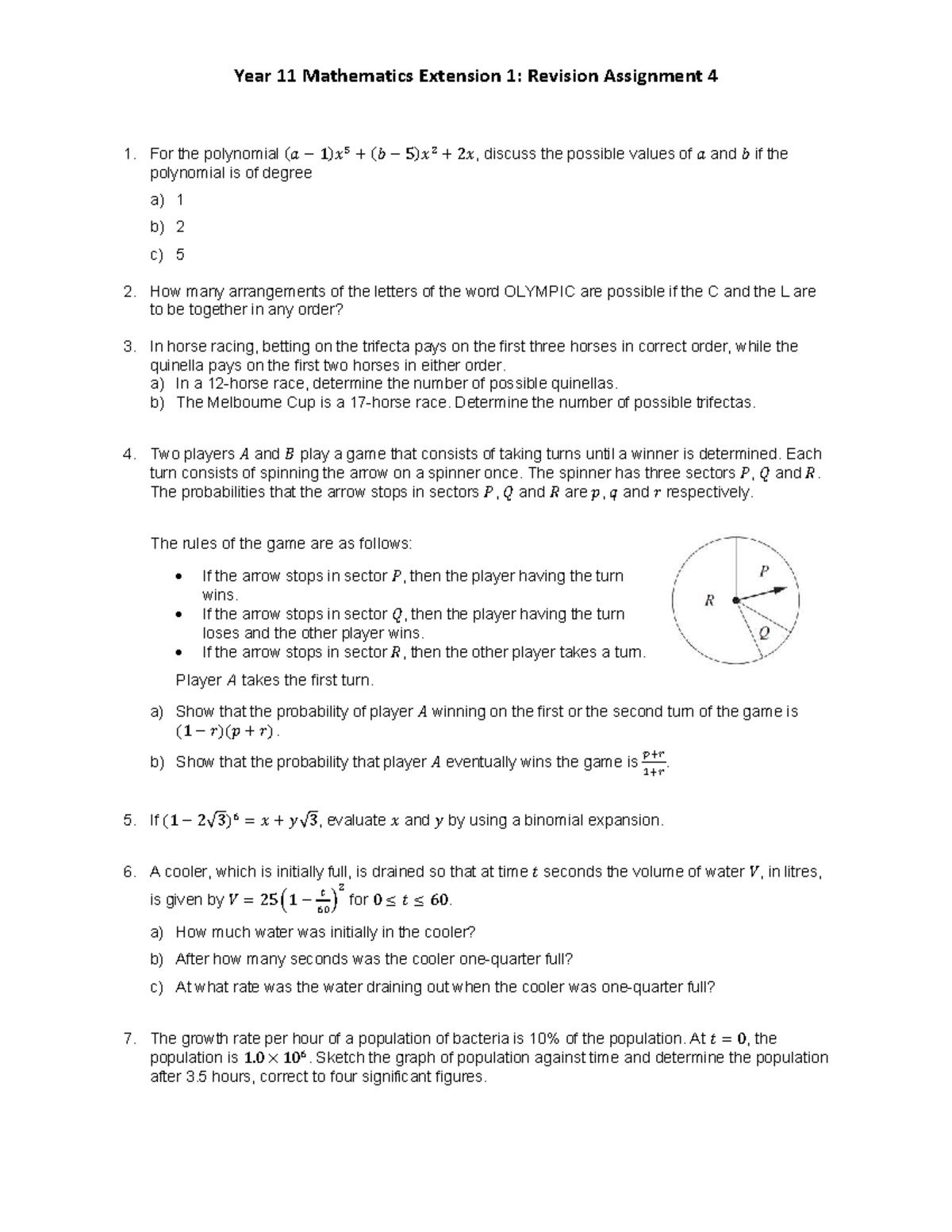 11MATX1: Revision Assignment 4 Solutions for Year 11 Mathematics - Studocu