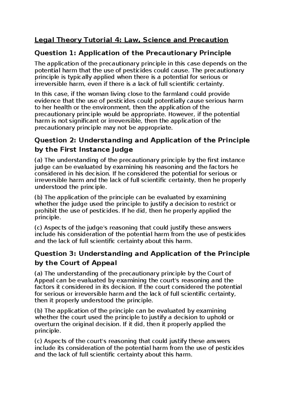 Legal Theory Tutorial 4: Precautionary Principle & Pesticide Use ...