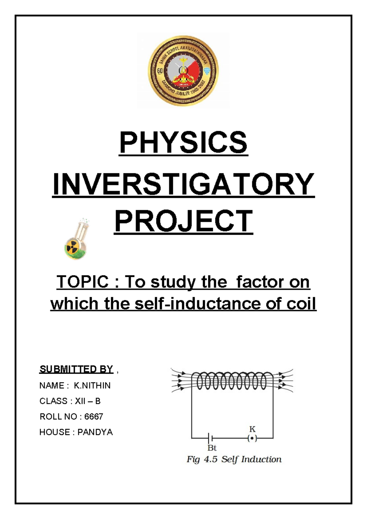 Physics Project - XII B: Factors Affecting Coil Self-Inductance - Studocu