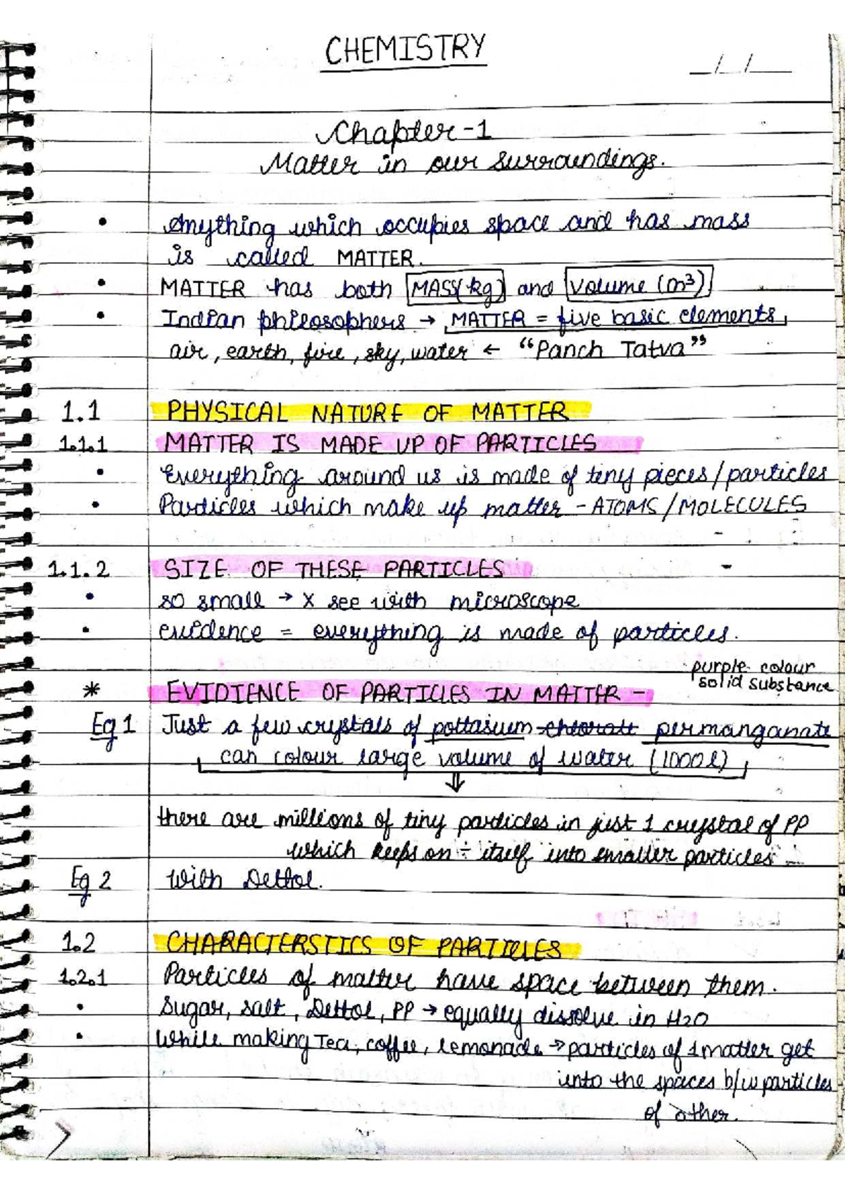 Class 9 Science Notes - CHEMISTRY: Matter and Its Properties - Studocu