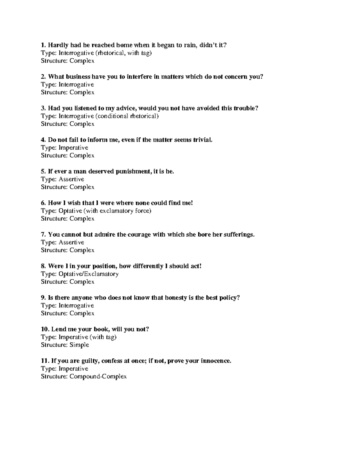 Complex Sentence Structures: Types and Examples (ENG101) - Studocu