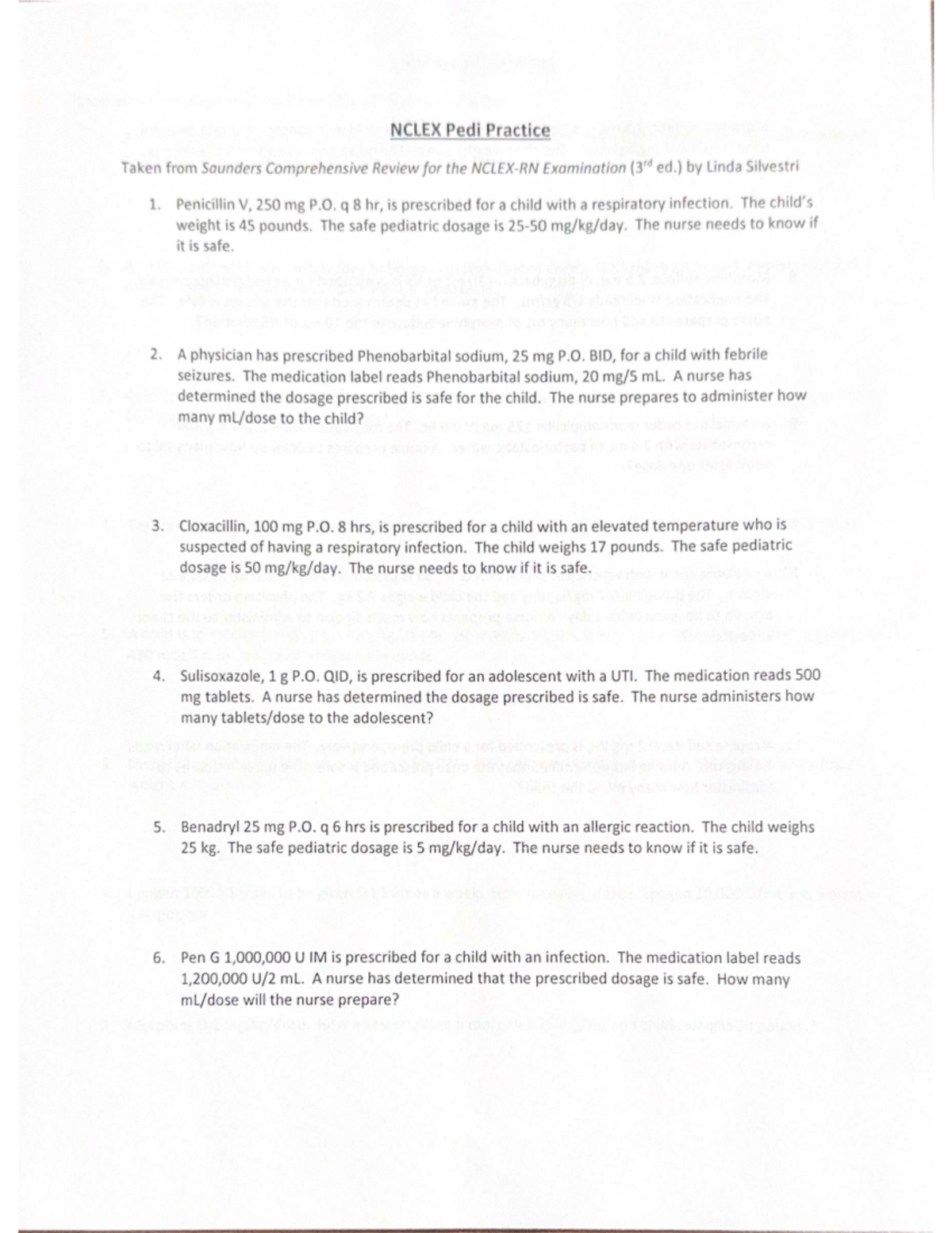 NCLEX-Pedi Practice: Pediatric Dosage Calculations and Safety - Studocu