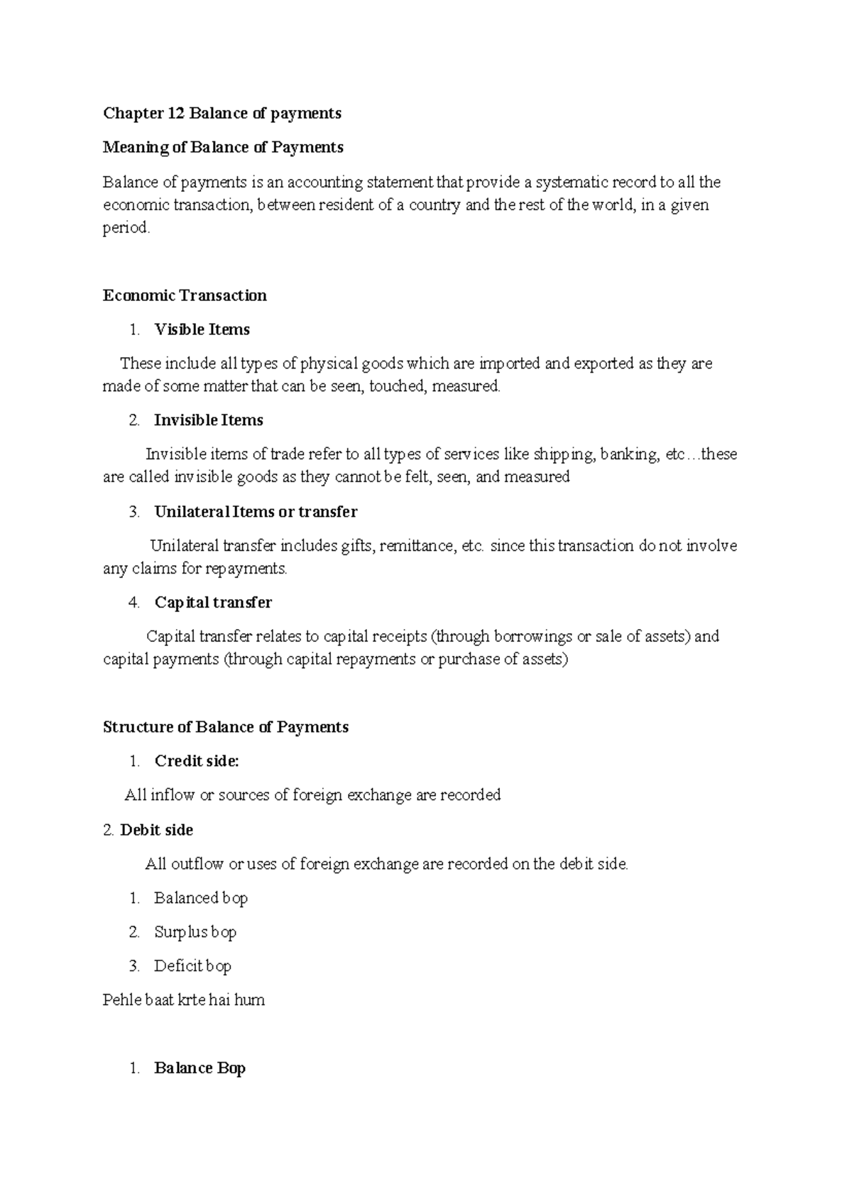 BOP 12: Simple Notes on Balance of Payments and Trade - Studocu