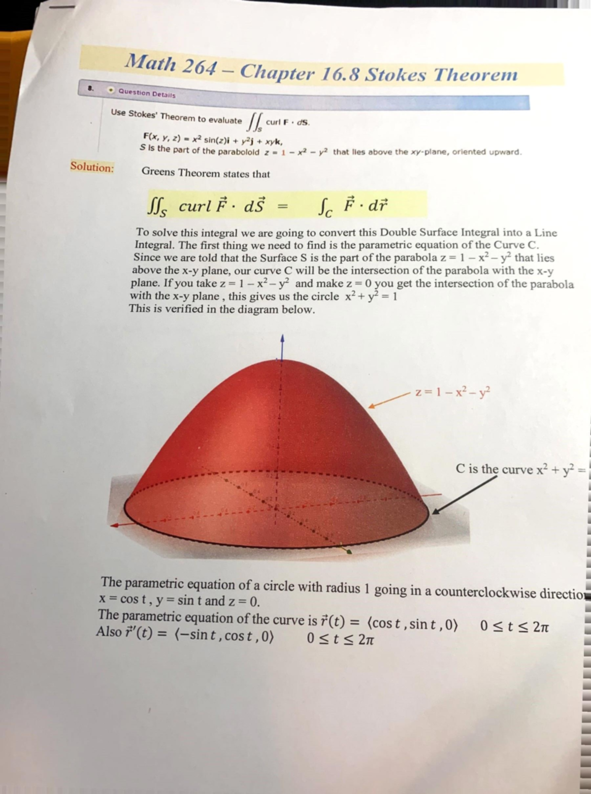 11-22-22, 1-44 PM Microsoft Lens - Math 264 —Chapter 16 Stokes TheoreJ ...