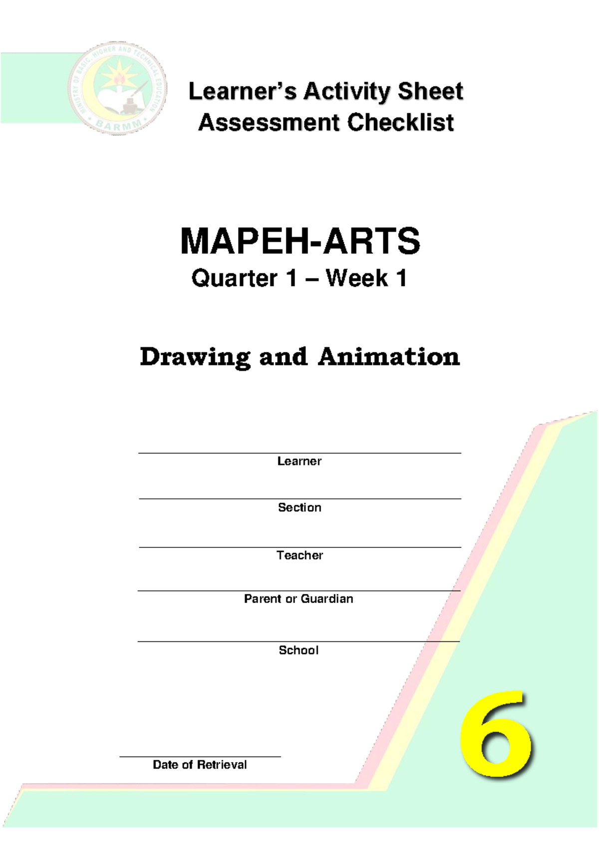 MAPEH ARTS Grade 6 Q1 Week 1: Drawing and Animation Activities - Studocu