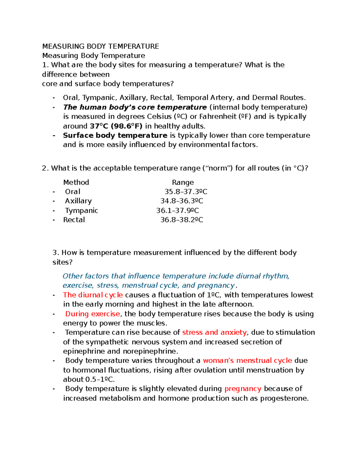 MEASURING BODY TEMPERATURE: Key Concepts and Methods - Studocu