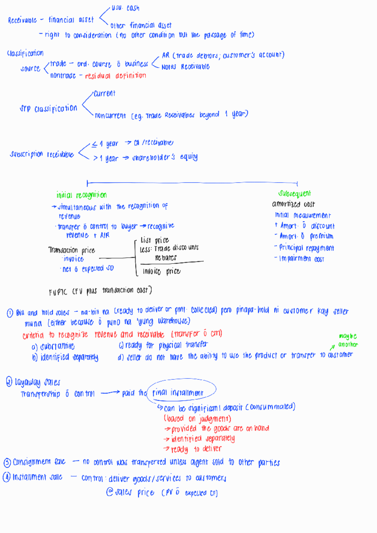 AUD Practice: Receivables Classification and Revenue Recognition - Studocu