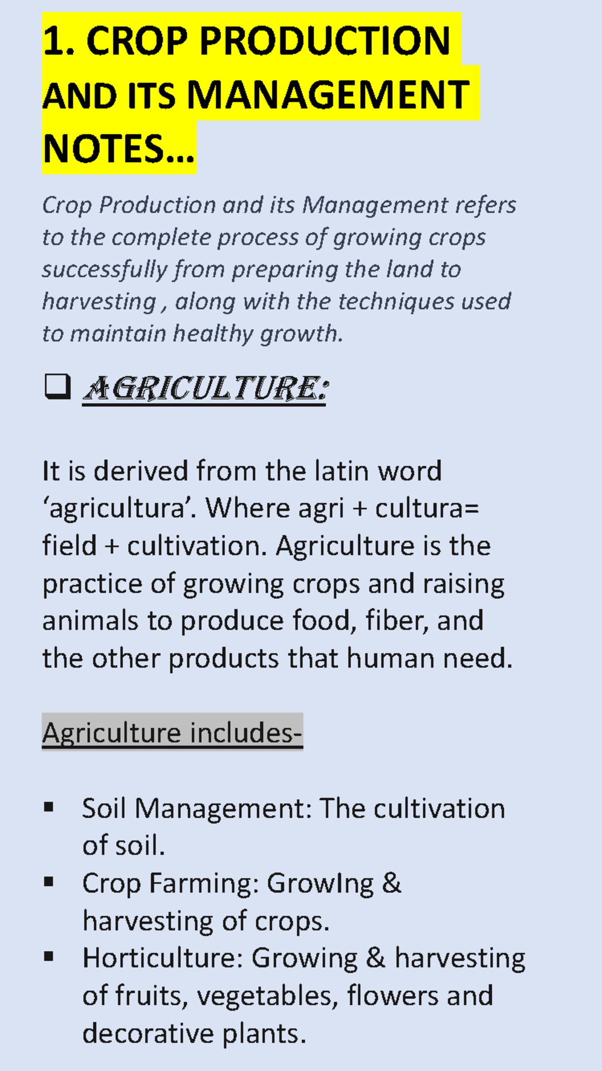 Class 8 Crop Production & Management: Detailed Study Notes - Studocu