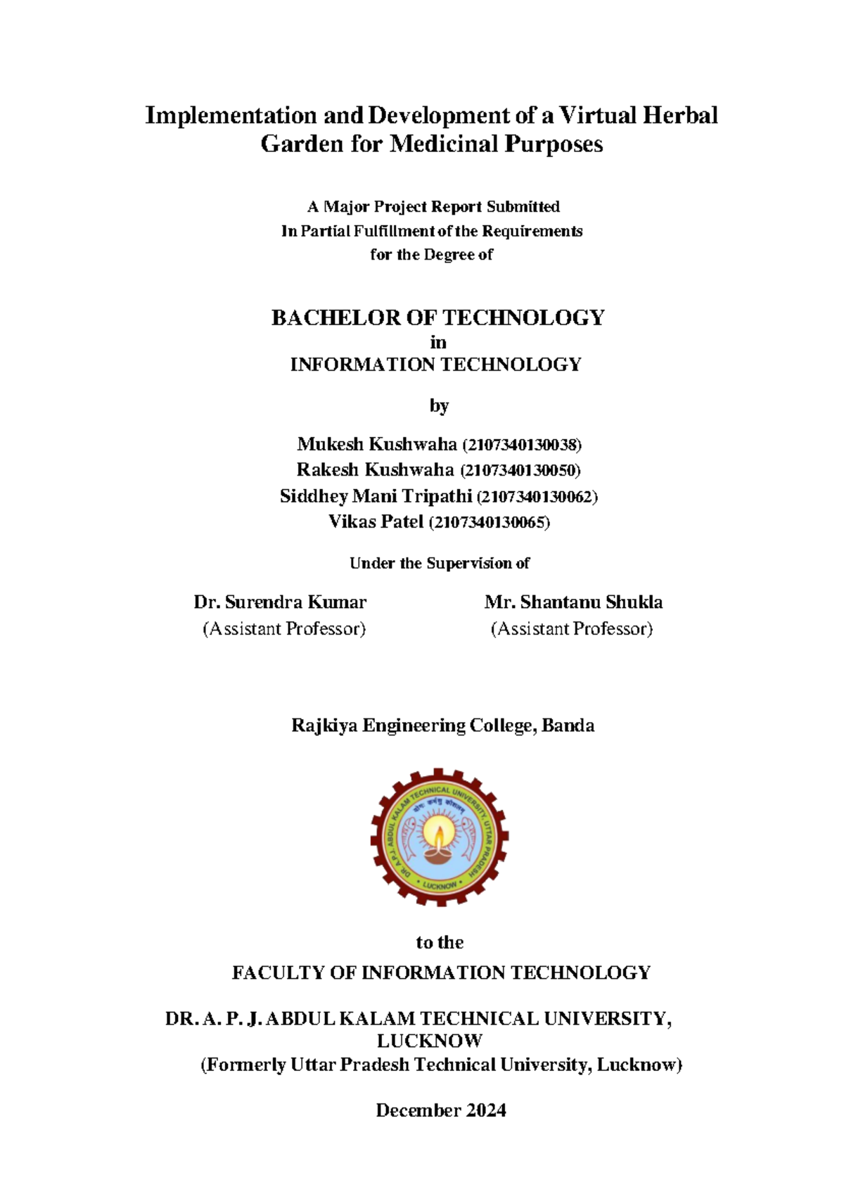 Implementation of a Virtual Herbal Garden for Medicinal Use - B.Tech IT - Studocu