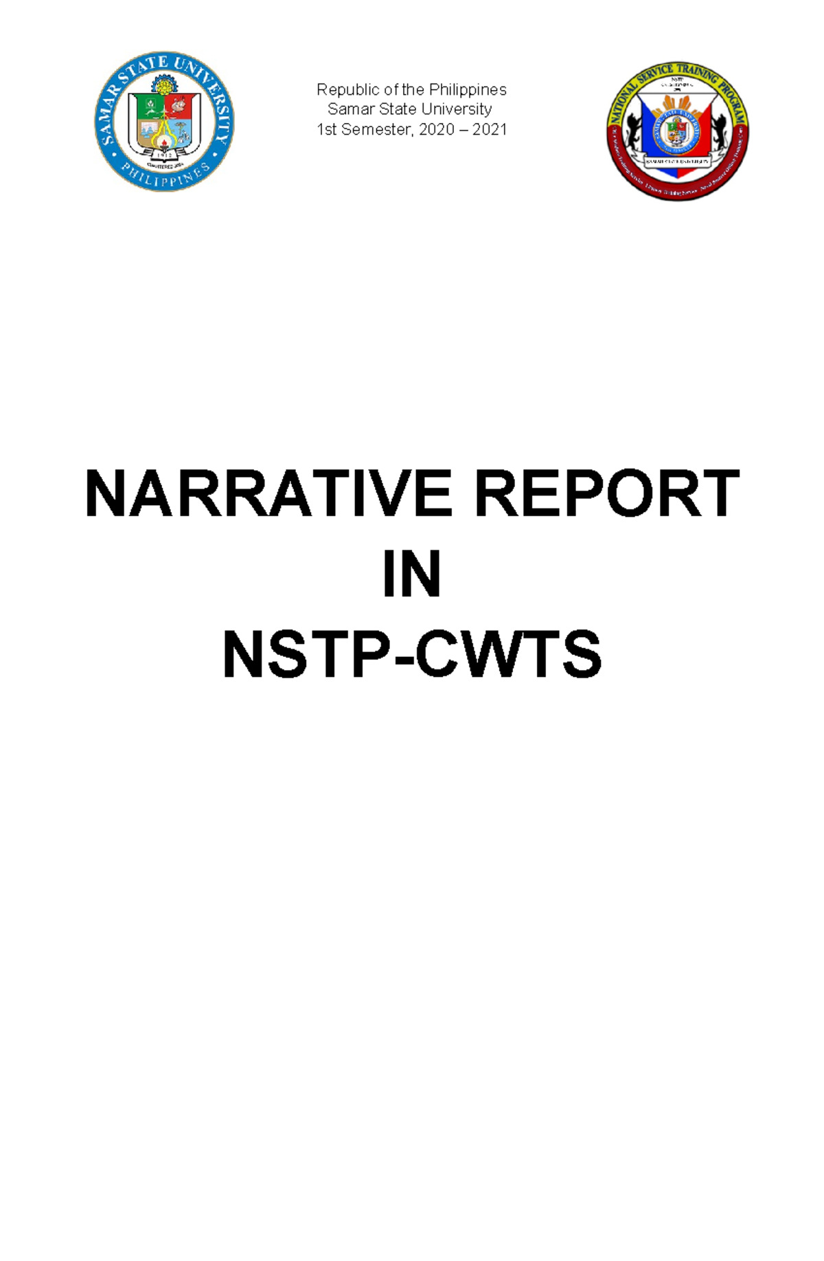 Narrative- Report- Sample - Republic of the Philippines Samar State ...
