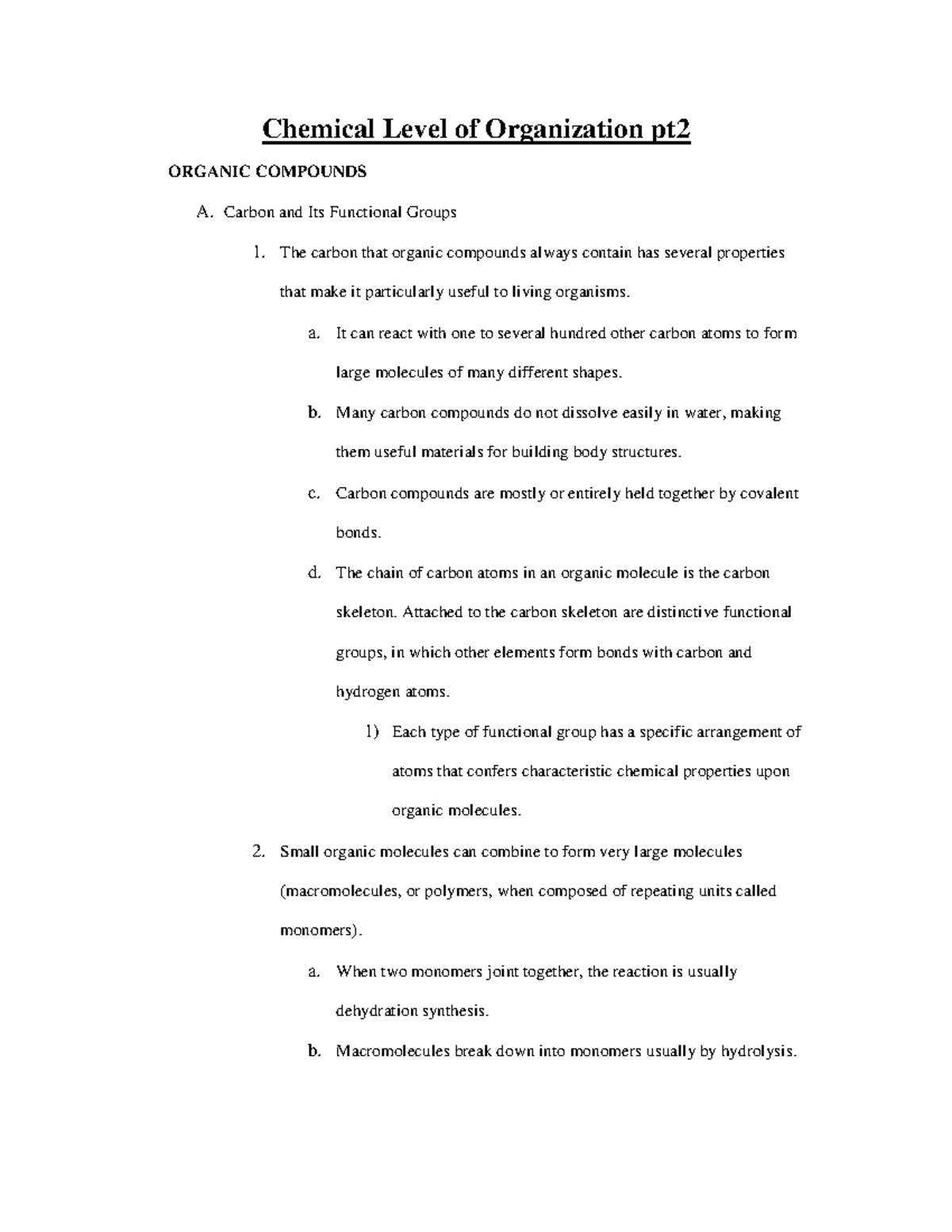 Organic Compounds CH: Structure, Functions, and Types in Biology - Studocu