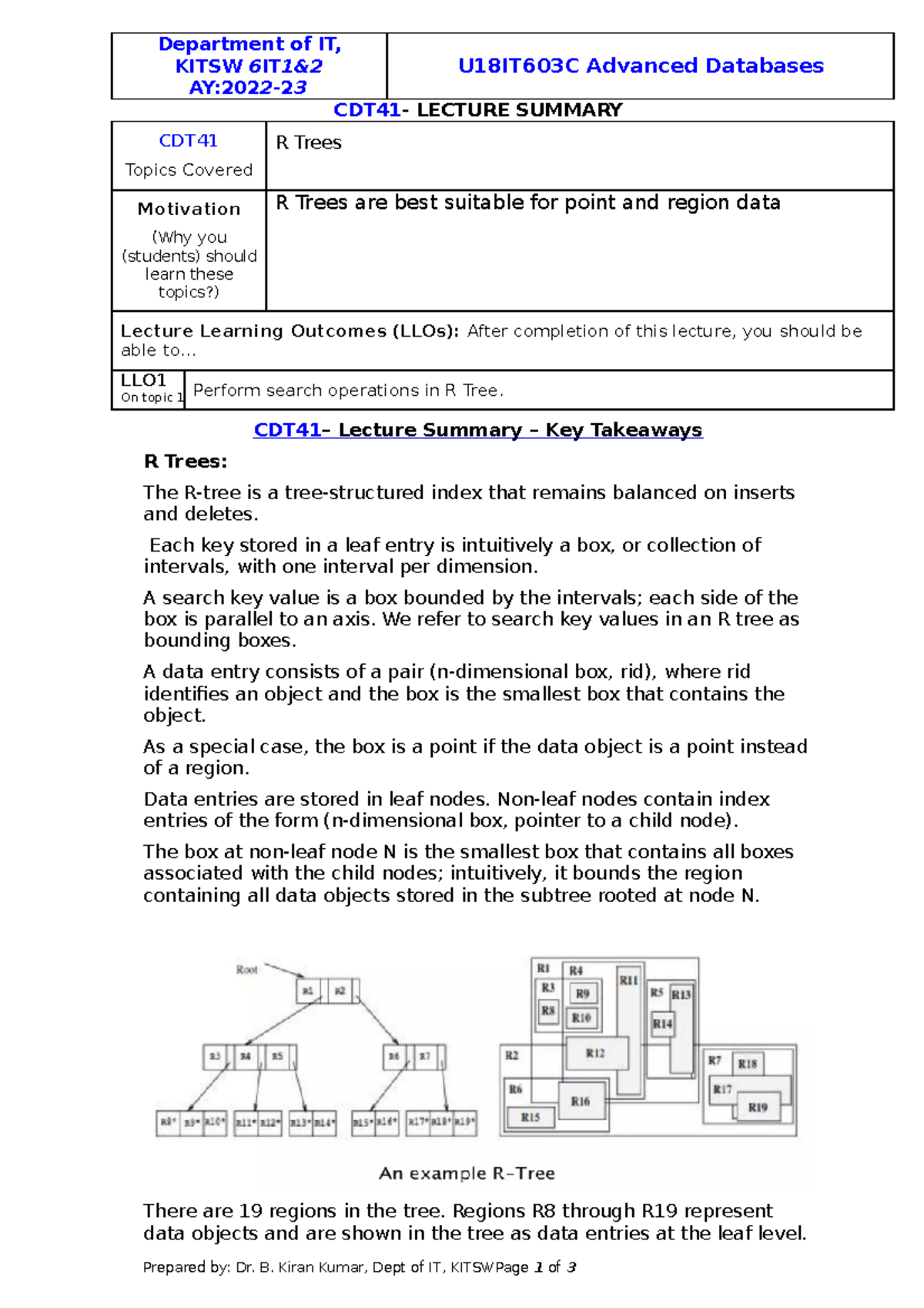 Advanced Database-1 - notes - Department of IT, KITSW 6 IT1& AY:202 2 ...
