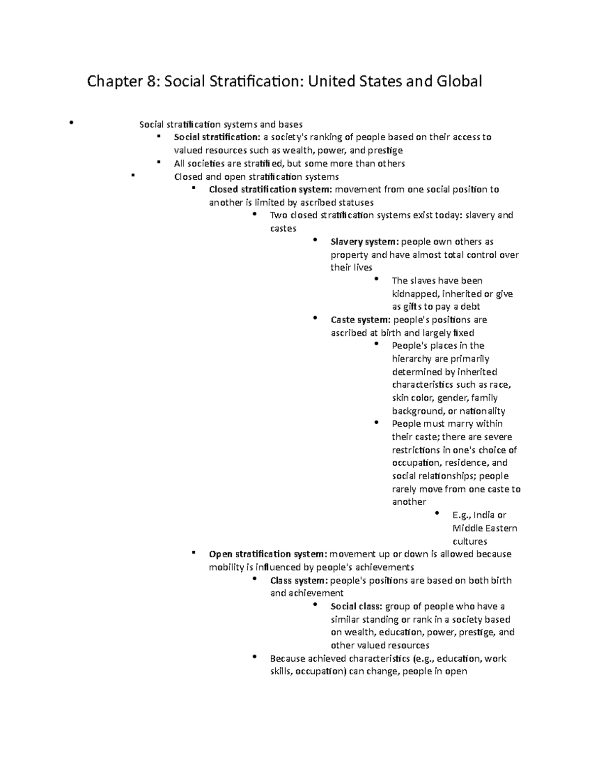 Principles of Sociology SOC101 Chapter 8: Social Stratification ...