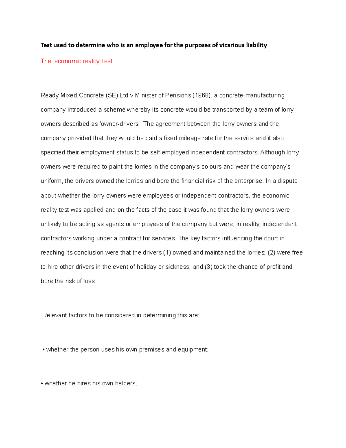 The Economic Reality Test for Employment Status: Key Considerations ...