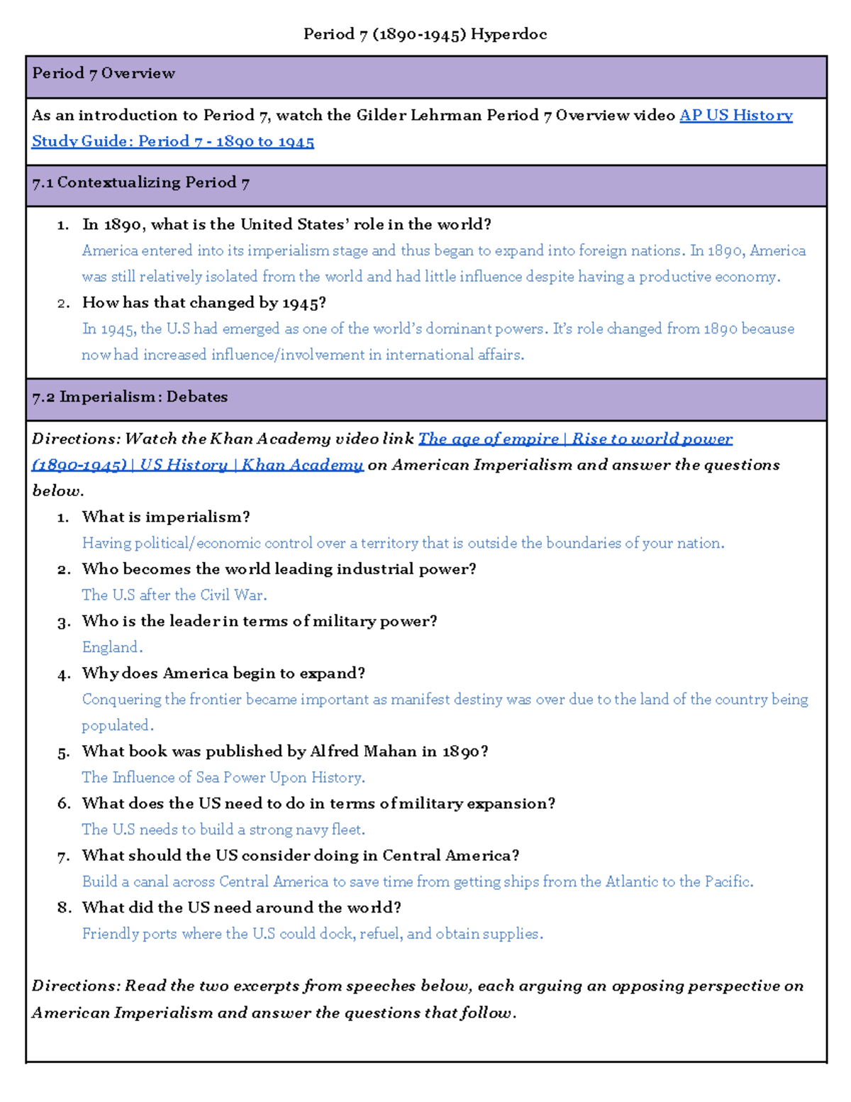 AP US History Period 7 (1890-1945) Comprehensive Study Guide - Studocu