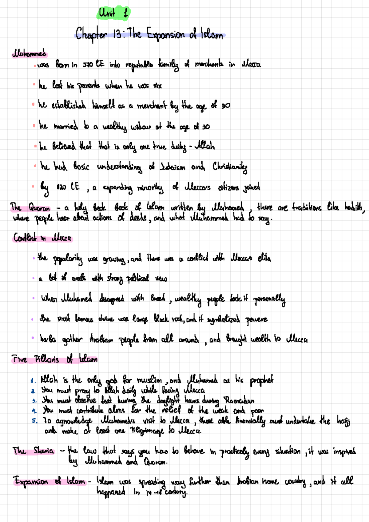 AP World History Chapter Reading Notes: Expansion of Islam - Studocu