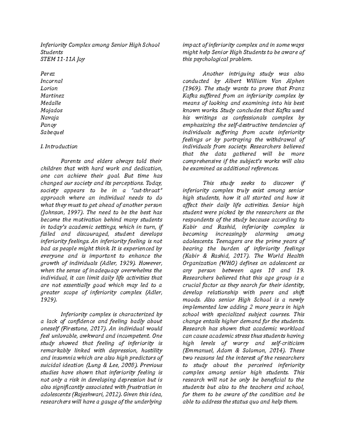 Inferiority-Complex - Inferiority Complex research - Inferiority ...