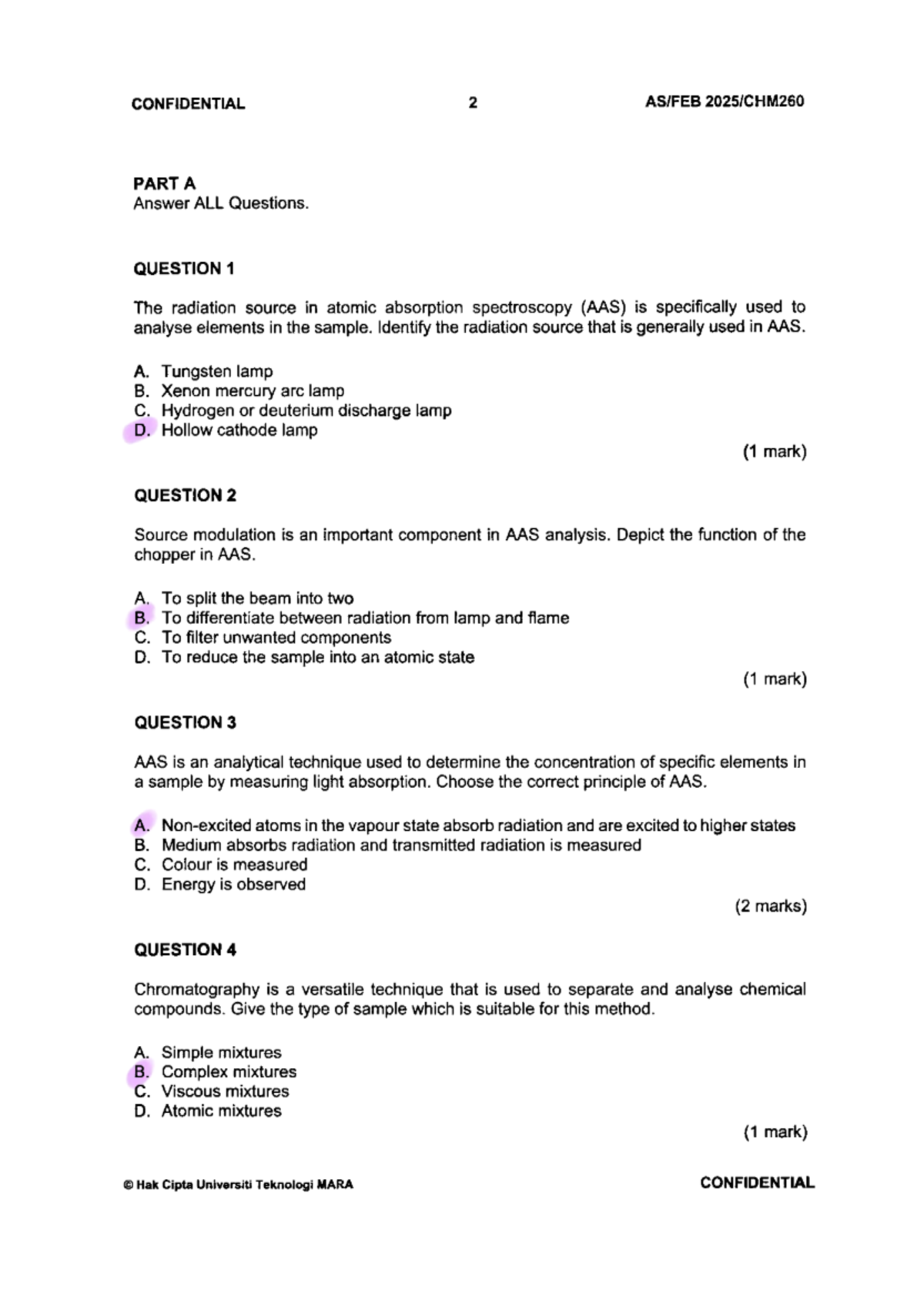 CHM260 Final Exam: AAS & GC Analysis Questions and Answers - Studocu