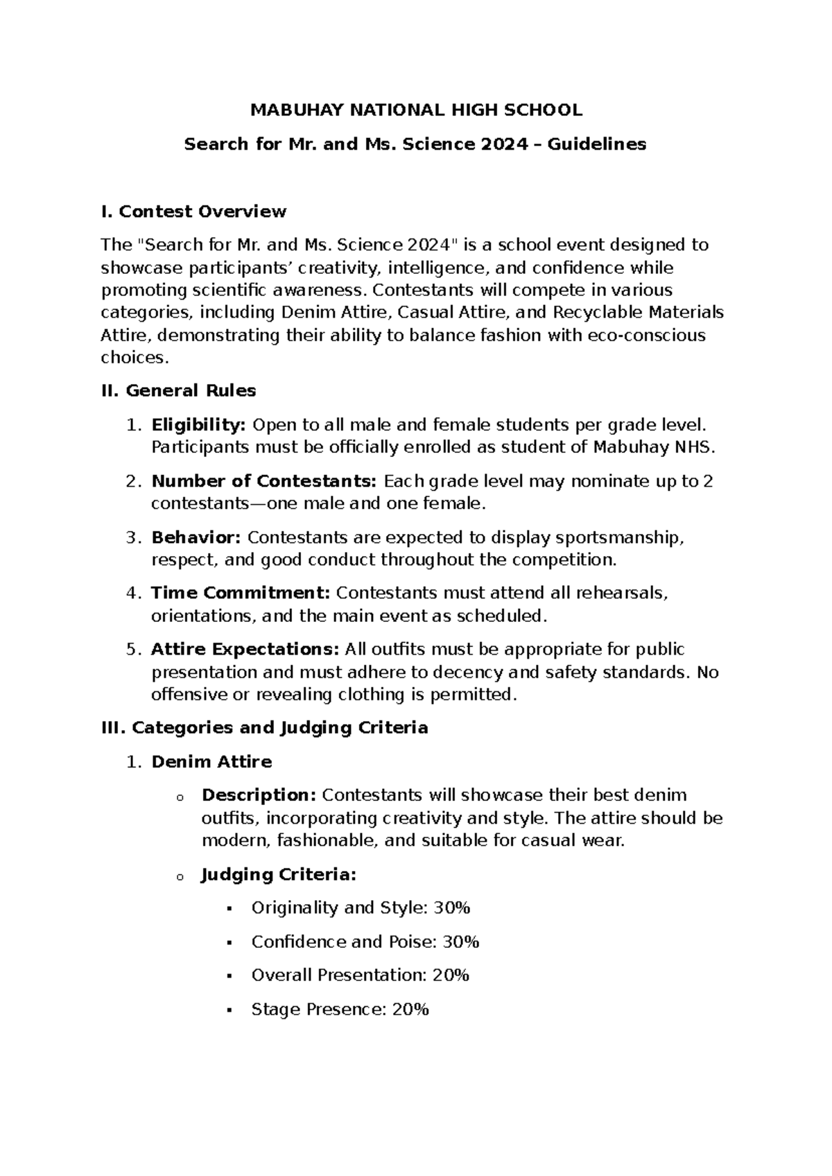 Search for Mr. and Ms. Science 2024 - Contest Guidelines and Rules ...
