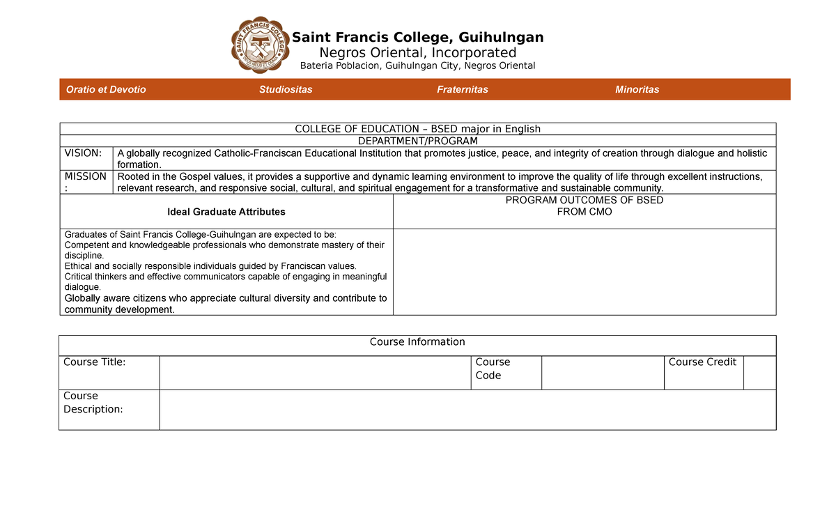 BSED 101: Comparative Economic Planning Course Outline and Outcomes ...