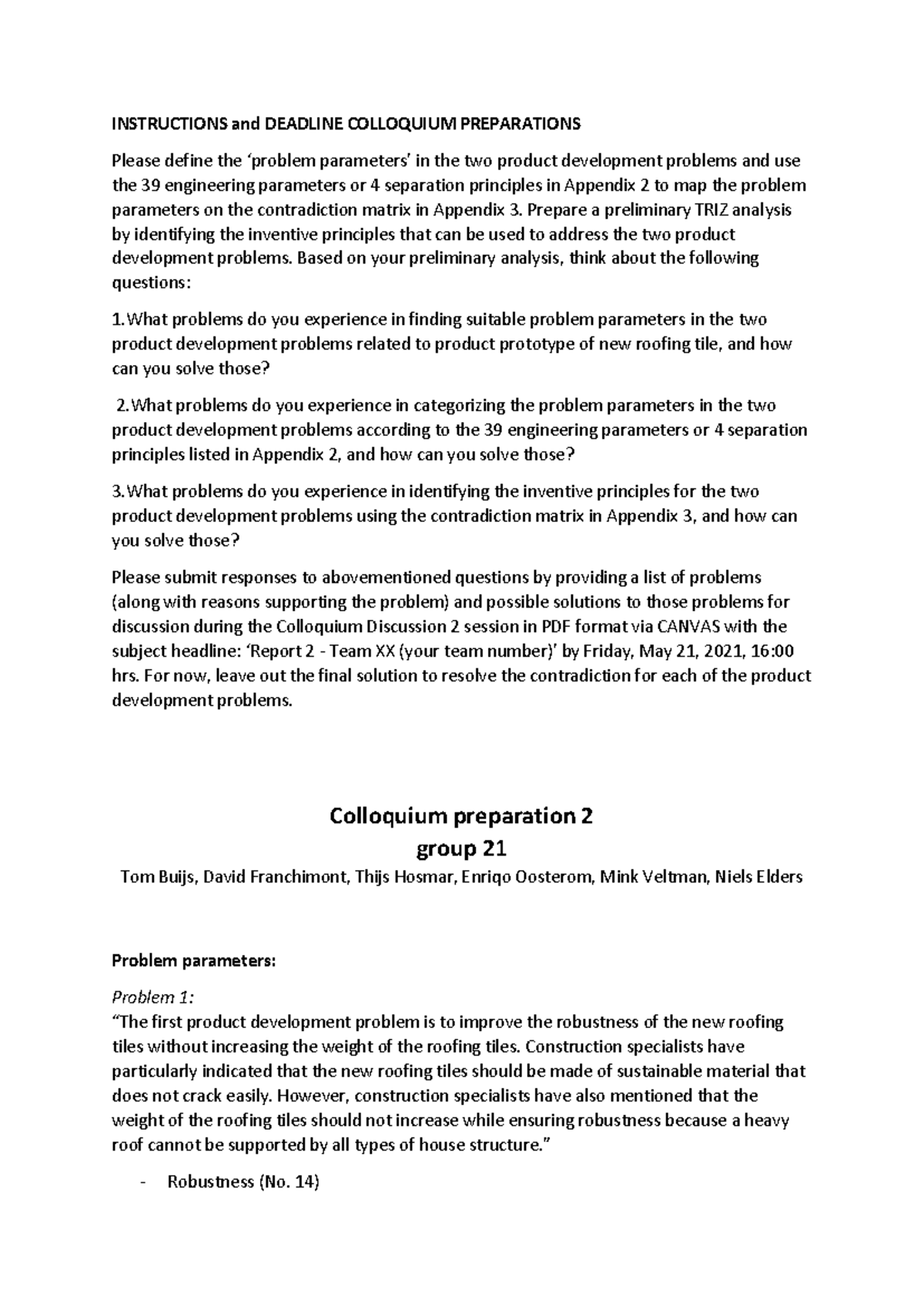 1ZV50 second assignment - INSTRUCTIONS and DEADLINE COLLOQUIUM ...