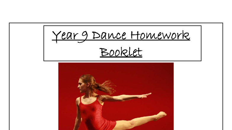 Year 9 Dance Homework Booklet: Exploring Dance Concepts and Skills ...