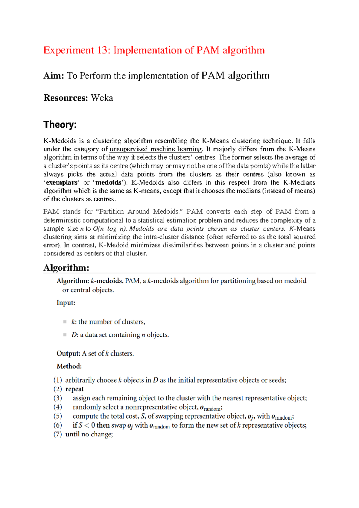 Experiment 15 PAM algorithm - Experiment 13: Implementation of PAM ...