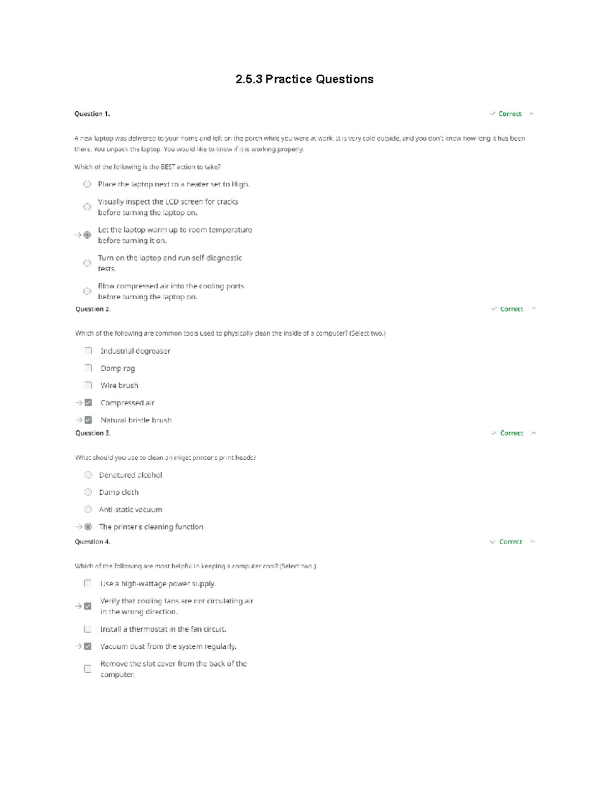 2.5.3 Practice Questions for 4-3 Quiz Preparation - Studocu