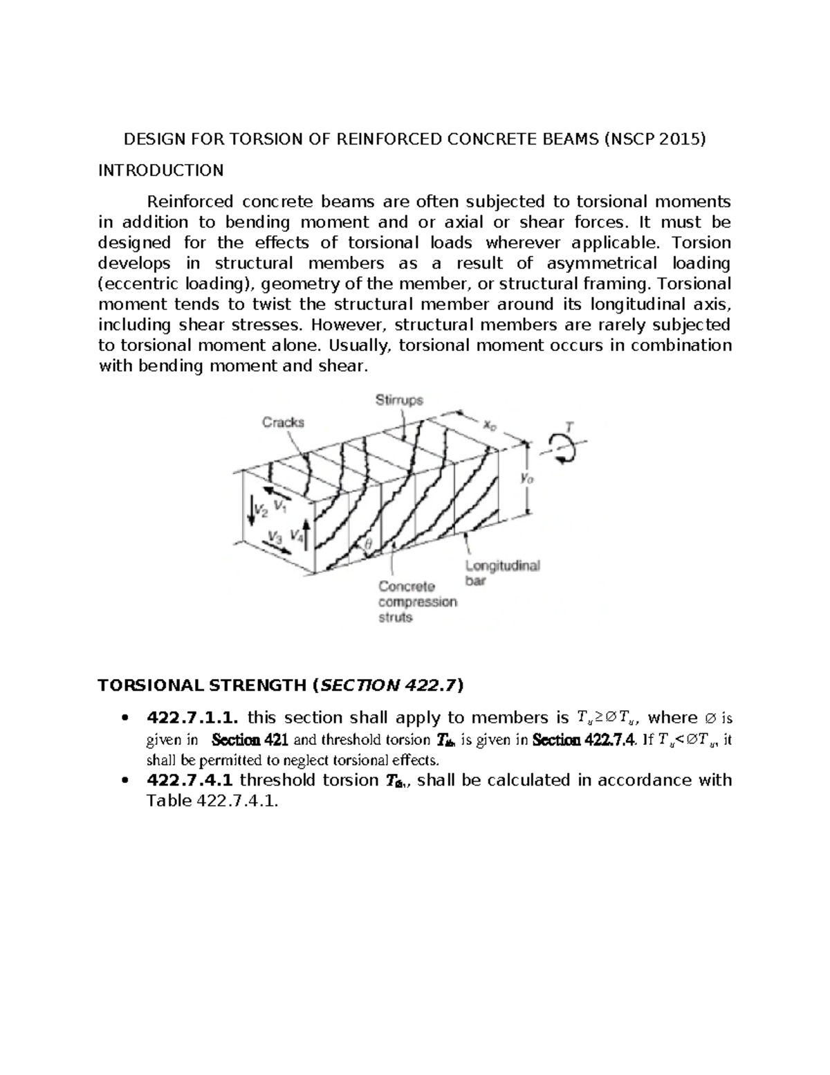 Design for Torsion in Reinforced Concrete Beams (NSCP 2015) - Studocu