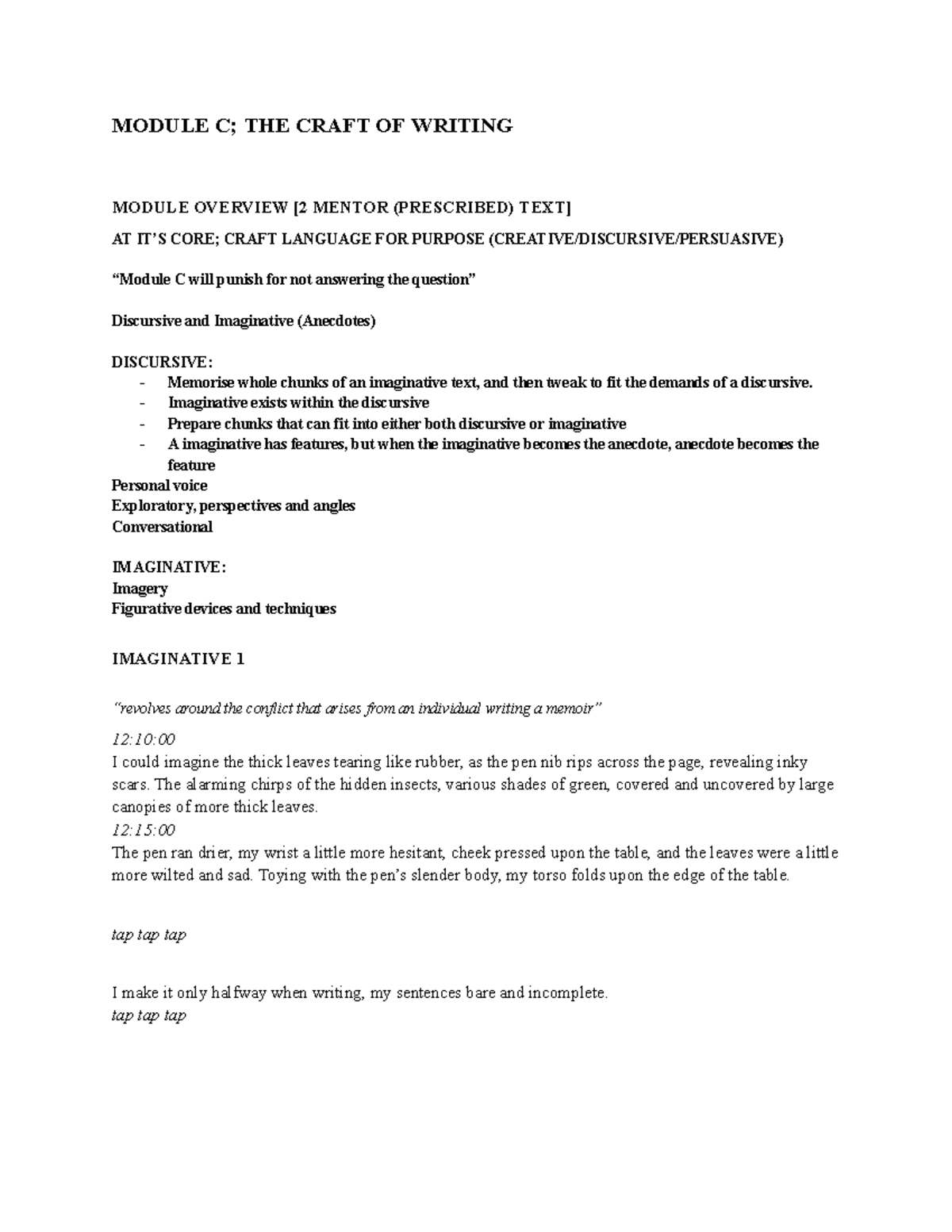 YR 12 HSC English ADV (3) - Craft of Writing: Discursive & Imaginative ...