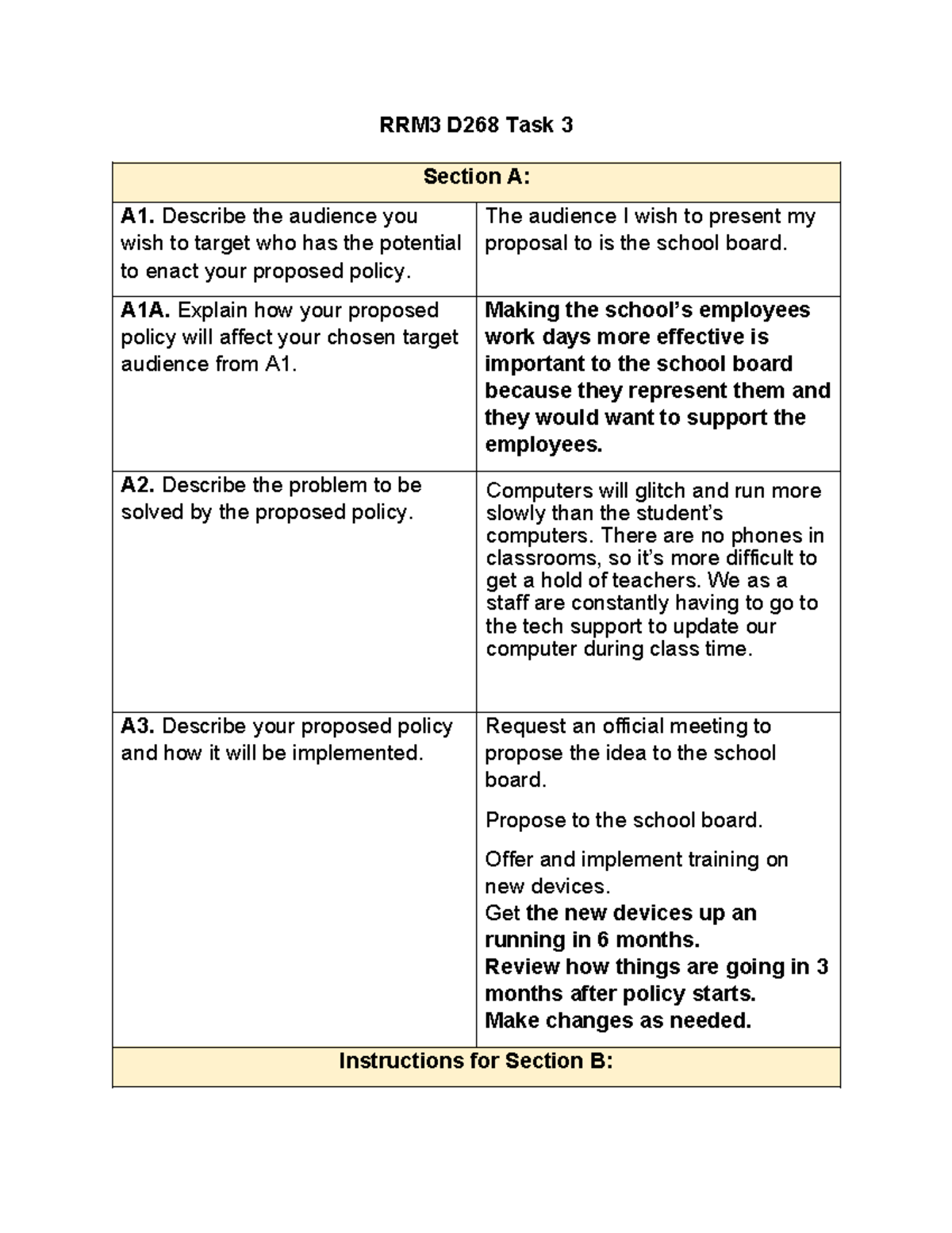 RRM3 D268 Task 3 - rrm3 - RRM3 D268 Task 3 Section A: A1. Describe the ...